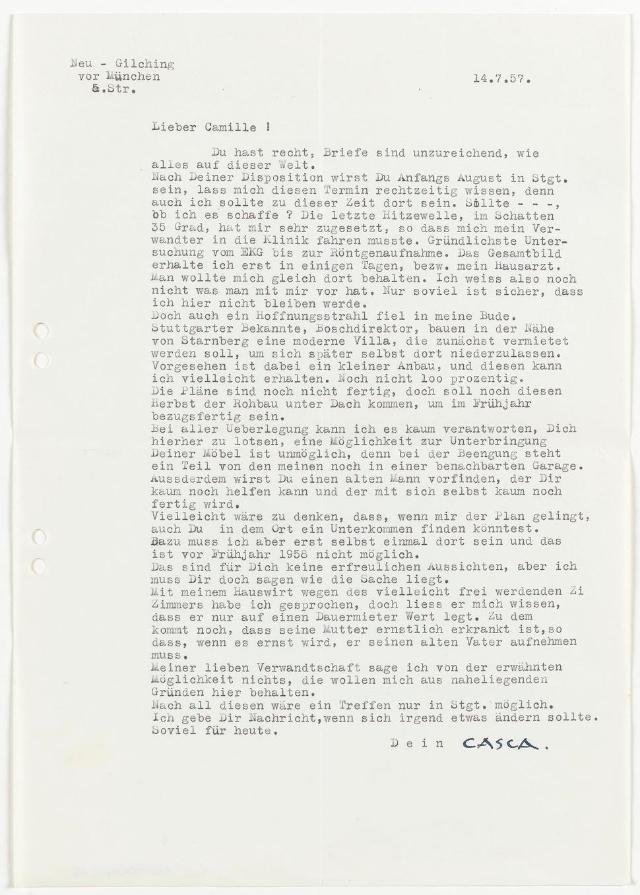 Lieber Camille! Du hast recht, Briefe sind unzureichend... | Staatsgalerie