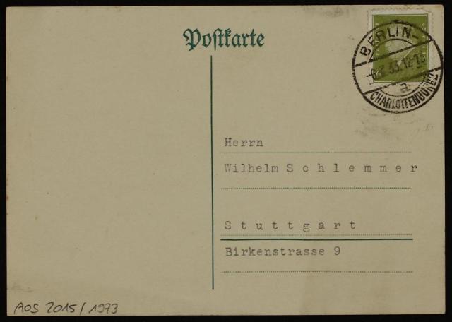 lieber willy- dank dir für brief... | Staatsgalerie