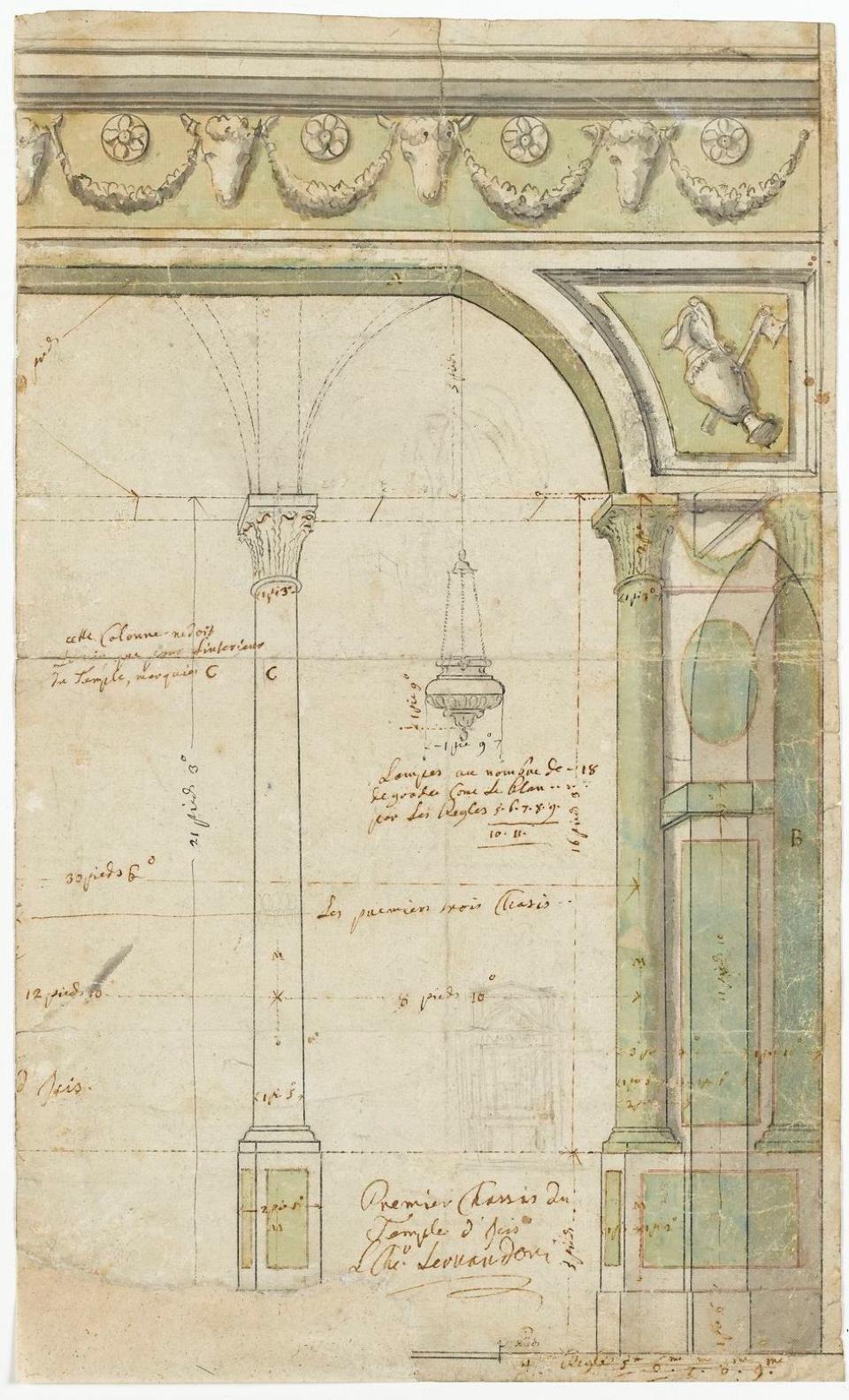 Entwurf zu einem Bühnenbild für das Ballett »Hypermnestra«: Temple d ...