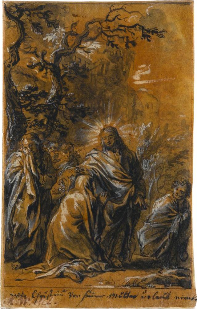 Christus nimmt Abschied von seiner Mutter (Vorlage zum »Grüssauer Passionsbuch«) | Staatsgalerie