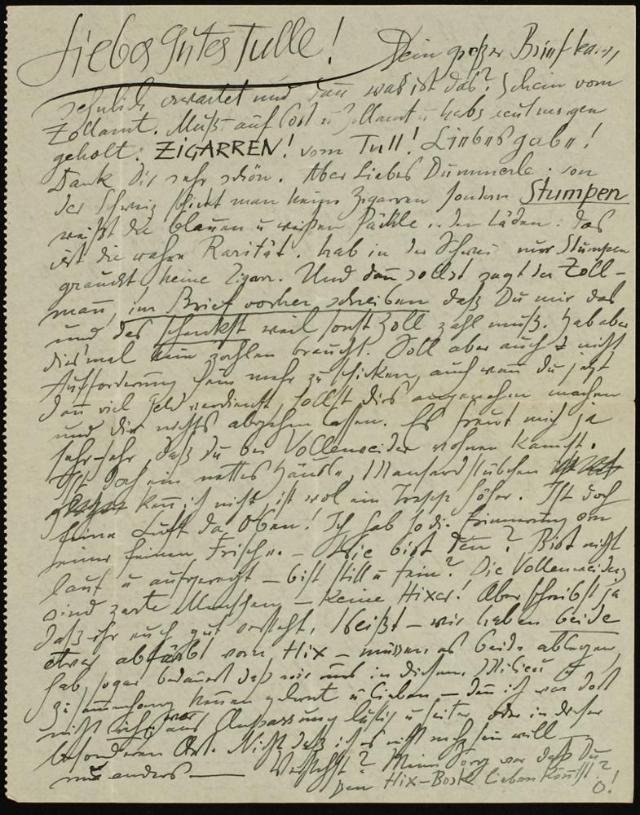 Liebes Gutes Tulle! Dein großer Brief kam, sehnlich... | Staatsgalerie