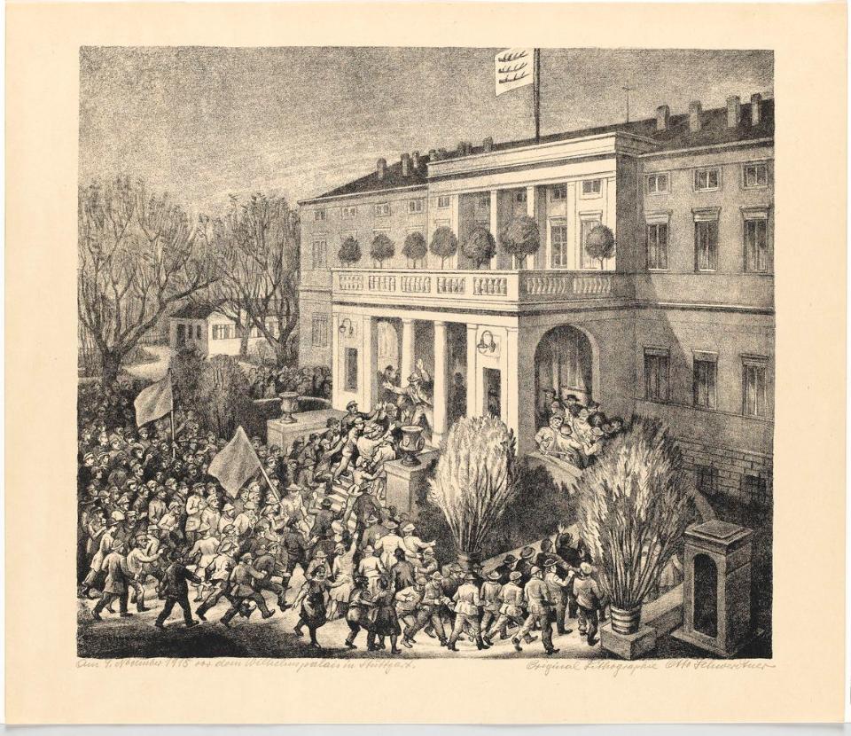 Der Sturm aufs Wilhelmspalais in Stuttgart am 9. November 1918 ...