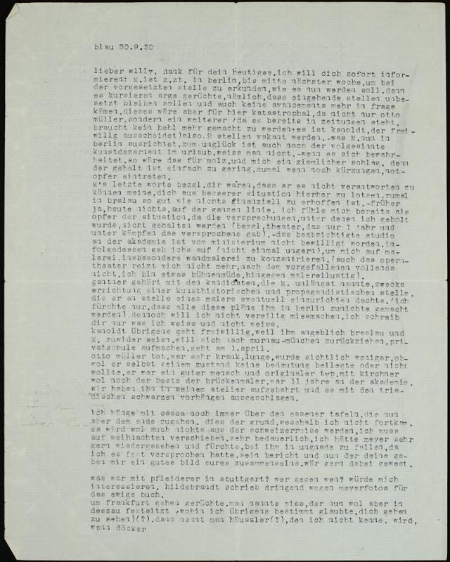 lieber willy, dank für dein heutiges... | Staatsgalerie