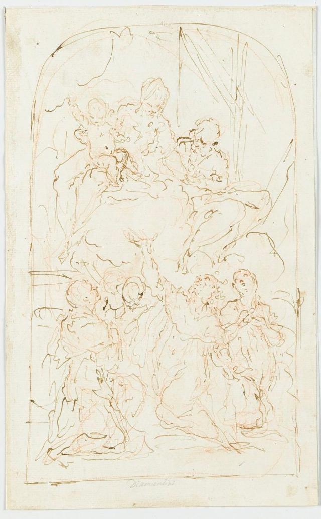 Madonna del Rosario (Die Madonna verleiht dem hl. Dominikus den ...
