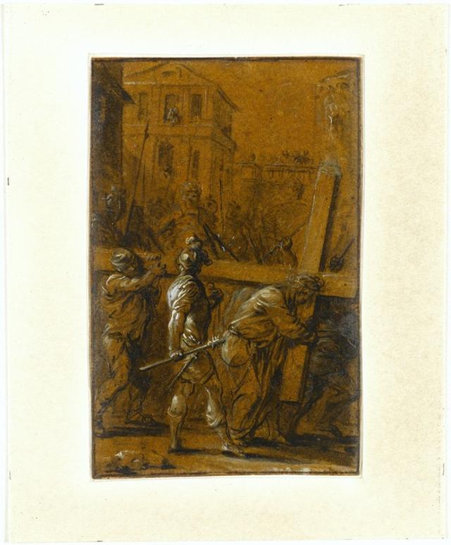 Simon von Kyrene hilft Christus, das Kreuz zu tragen (Vorlage zum »Grüssauer Passionsbuch ...