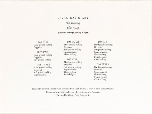 Seven Day Diary (Not Knowing) | Staatsgalerie